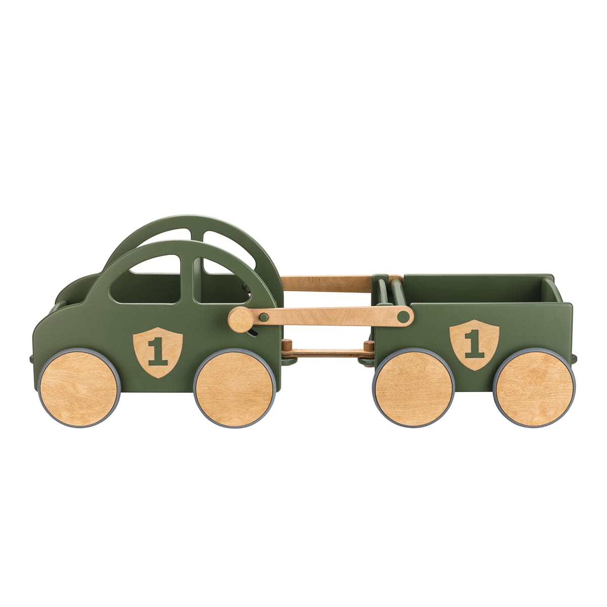 Wooden Push & Pull Toddler Car with Trailer & Name - Baby Walker ...